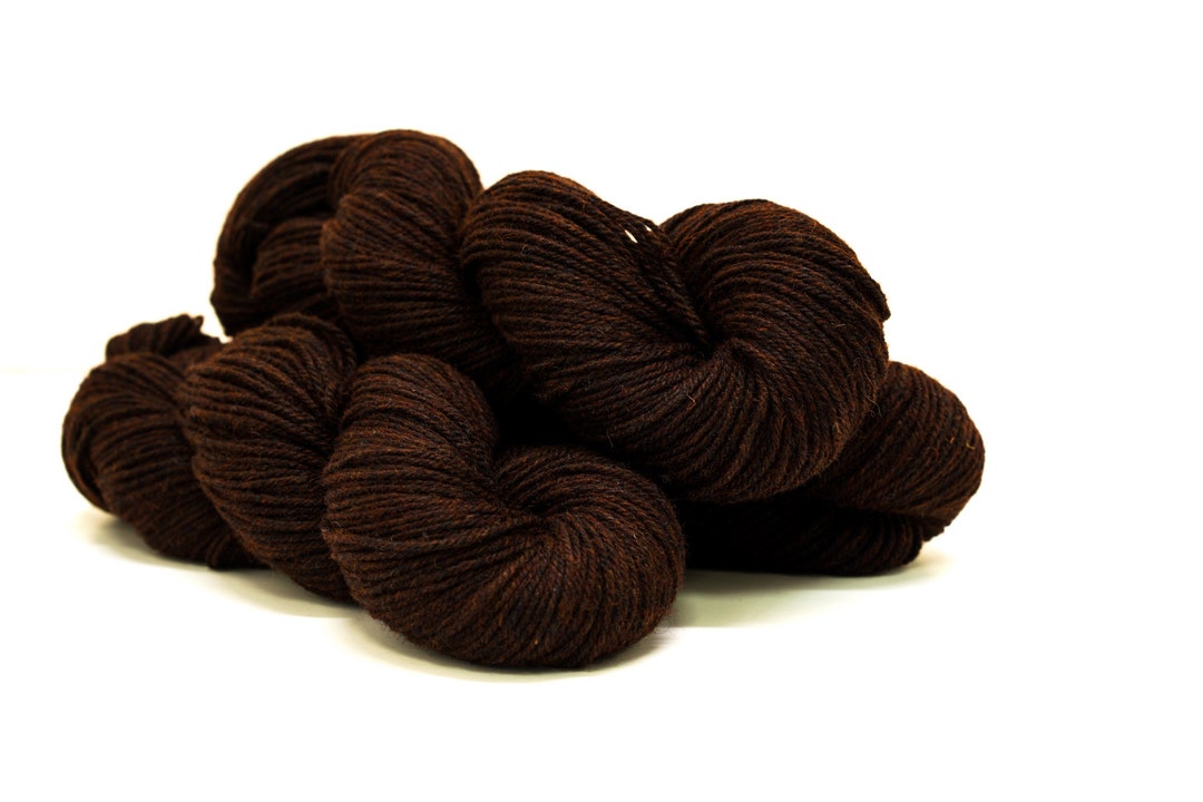 Dark Brown 60% Wool and PO Blend Yarn, 100g/3,5oz. Soft Sport Type Yarn ...