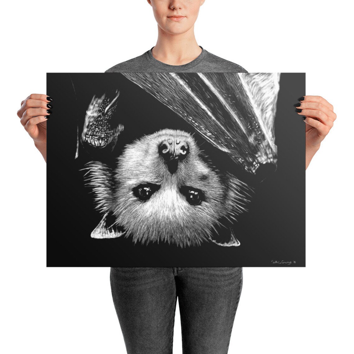 Flying Fox Scratchboard Print - Etsy