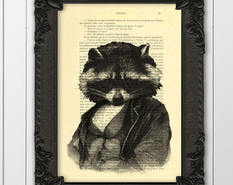 Raccoon art | Etsy