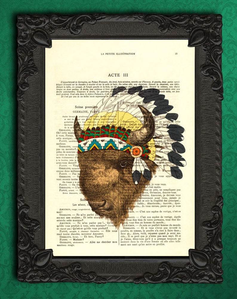 Bison print bison art native american art buffalo print | Etsy