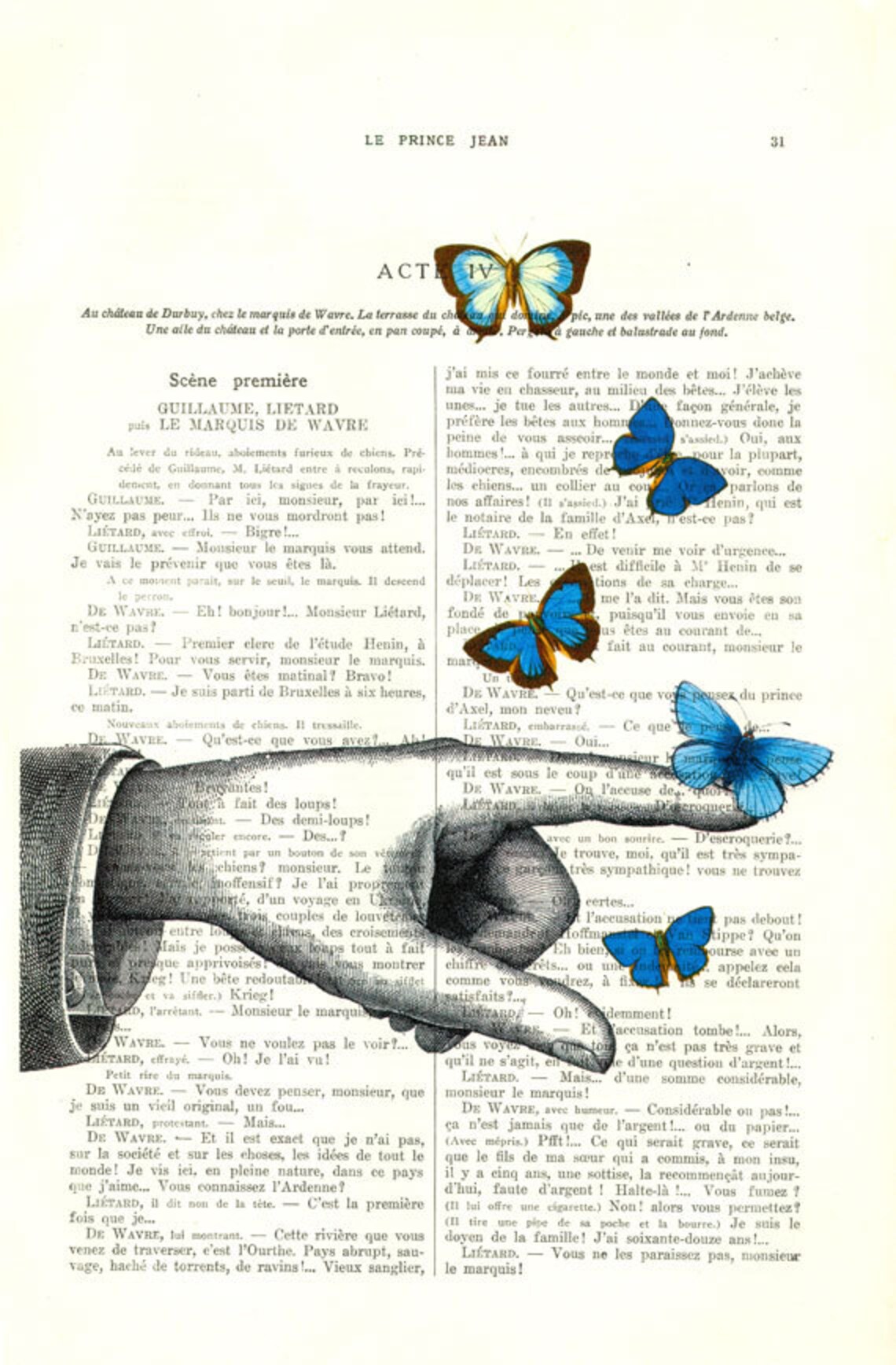 Pointing Hand Sign With Blue Butterfly Wall Decor Dictionary - Etsy