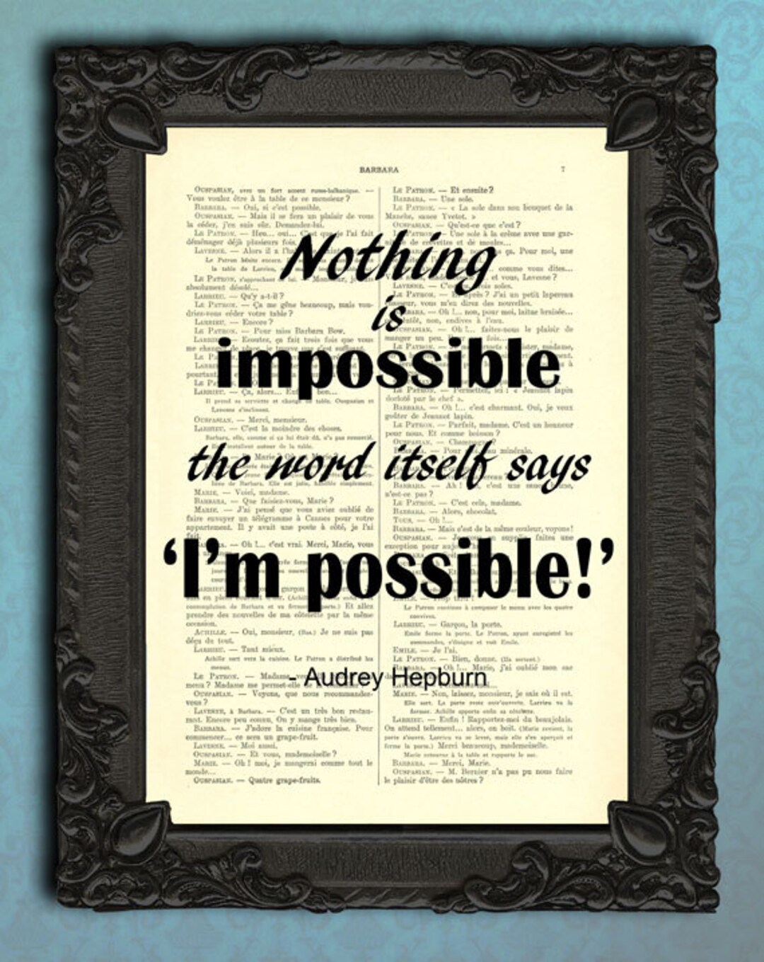 Positive Quotes Audrey Hepburn Quote, Positive Wall Art, Nothing is ...