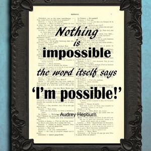 Positive Quotes Audrey Hepburn Quote, Positive Wall Art, Nothing is ...