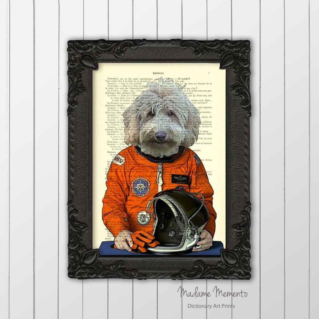 Astronaut Labradoodle Poster Goldendoodle in Orange Space - Etsy