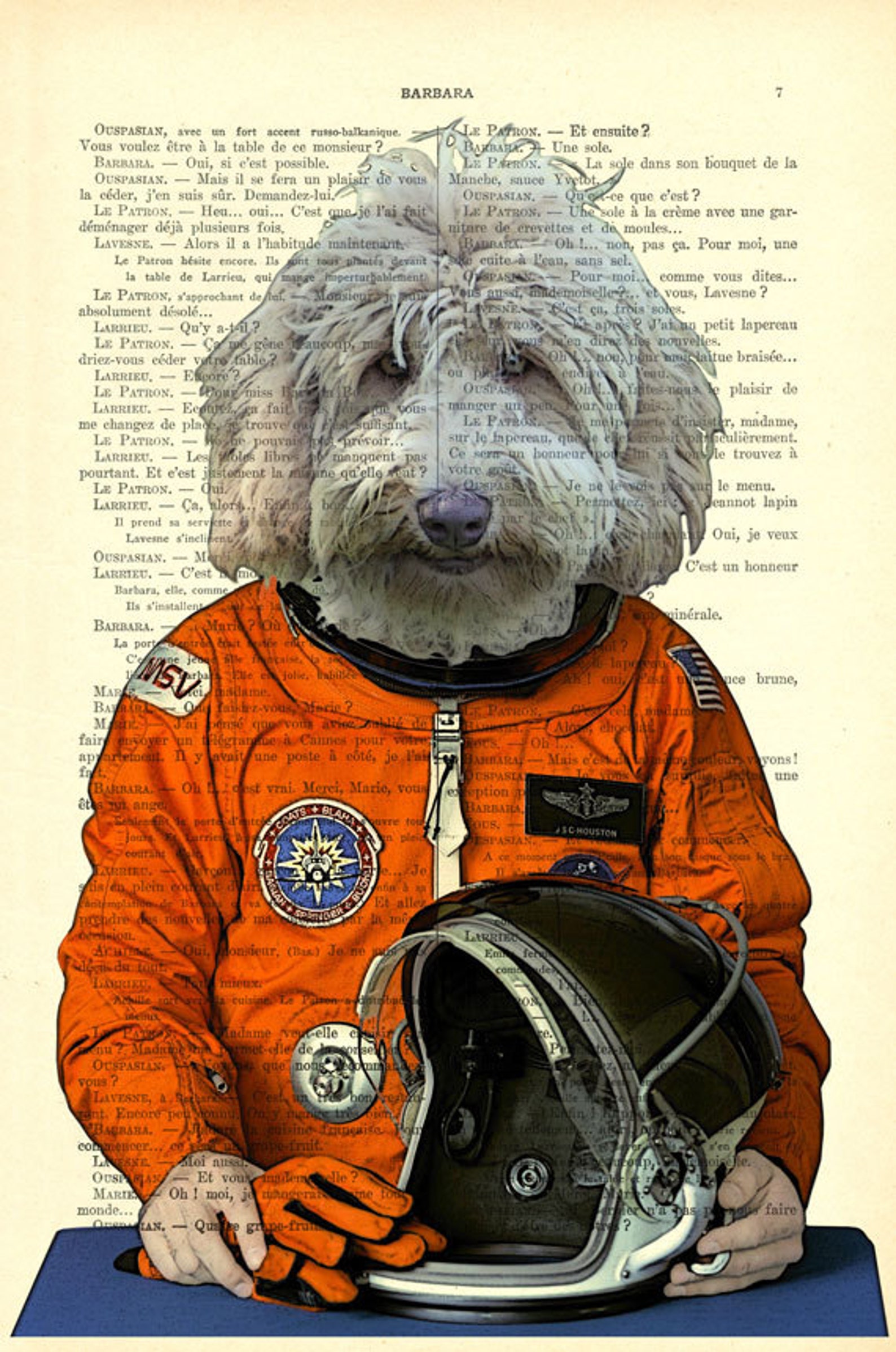 Astronaut Labradoodle Poster Goldendoodle in Orange Space - Etsy