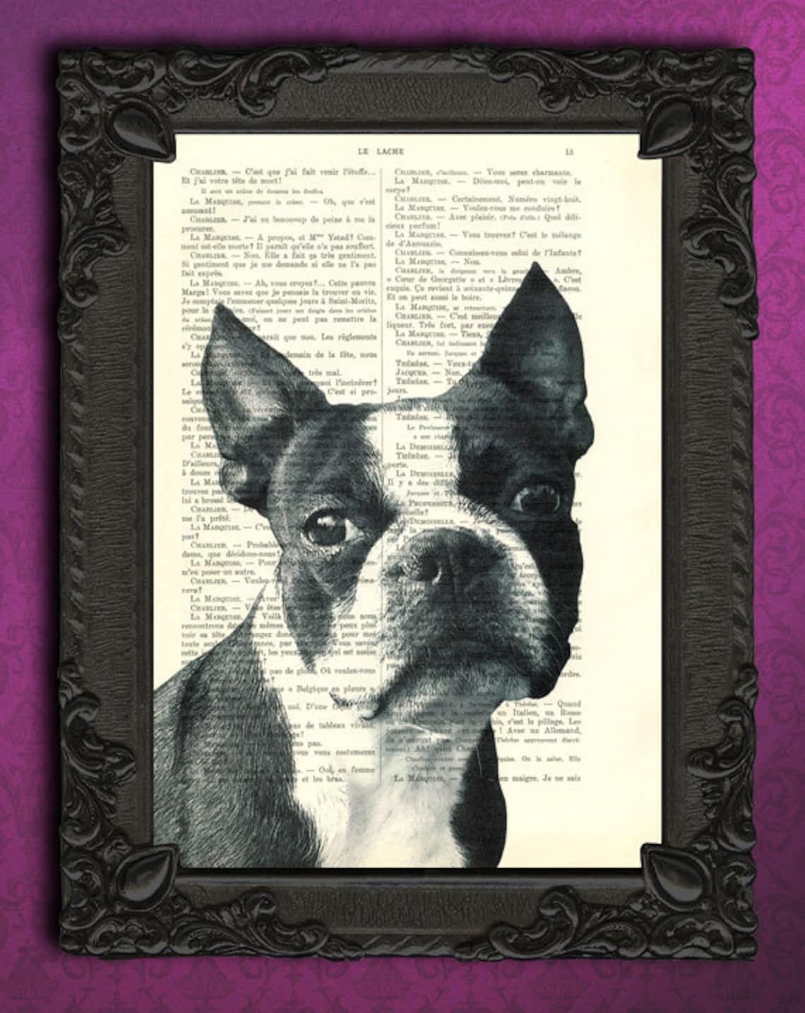 Boston Terrier Art Dog Artwork Boston Terrier Vintage Poster | Etsy