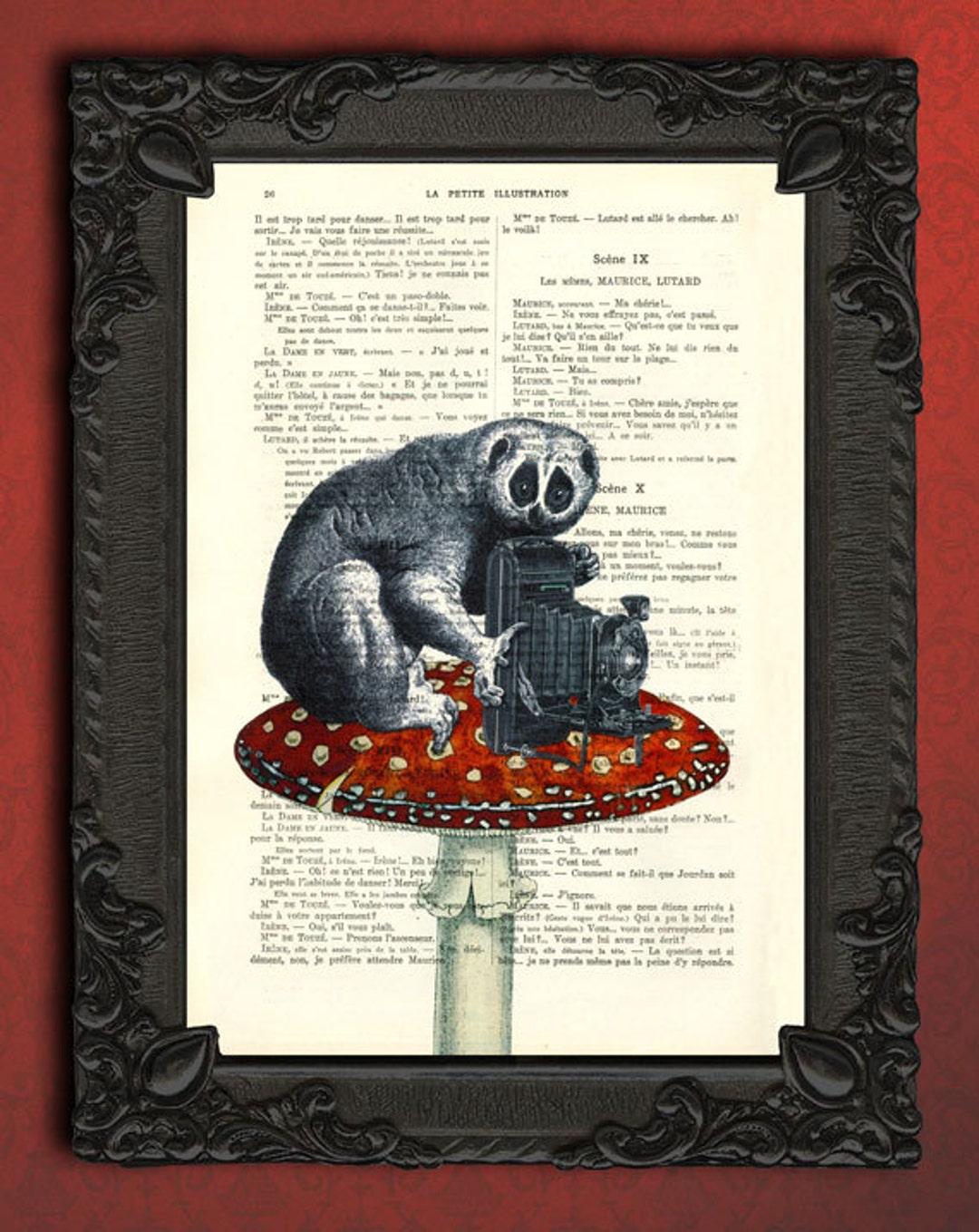 Loris Art Slow Loris on Red Mushroom Monkey Toadstool Print - Etsy