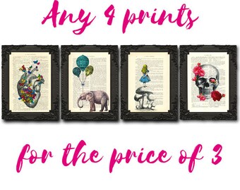 Dictionary Art Print VALUE PACK Your Choice of FOUR - Etsy