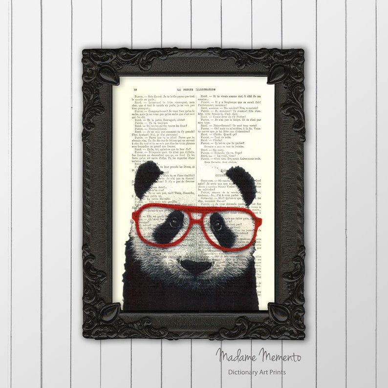 Panda Print Panda With Red Glasses Art Print Nerdy Panda | Etsy