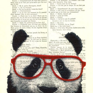 Panda Print Panda With Red Glasses Art Print Nerdy Panda - Etsy
