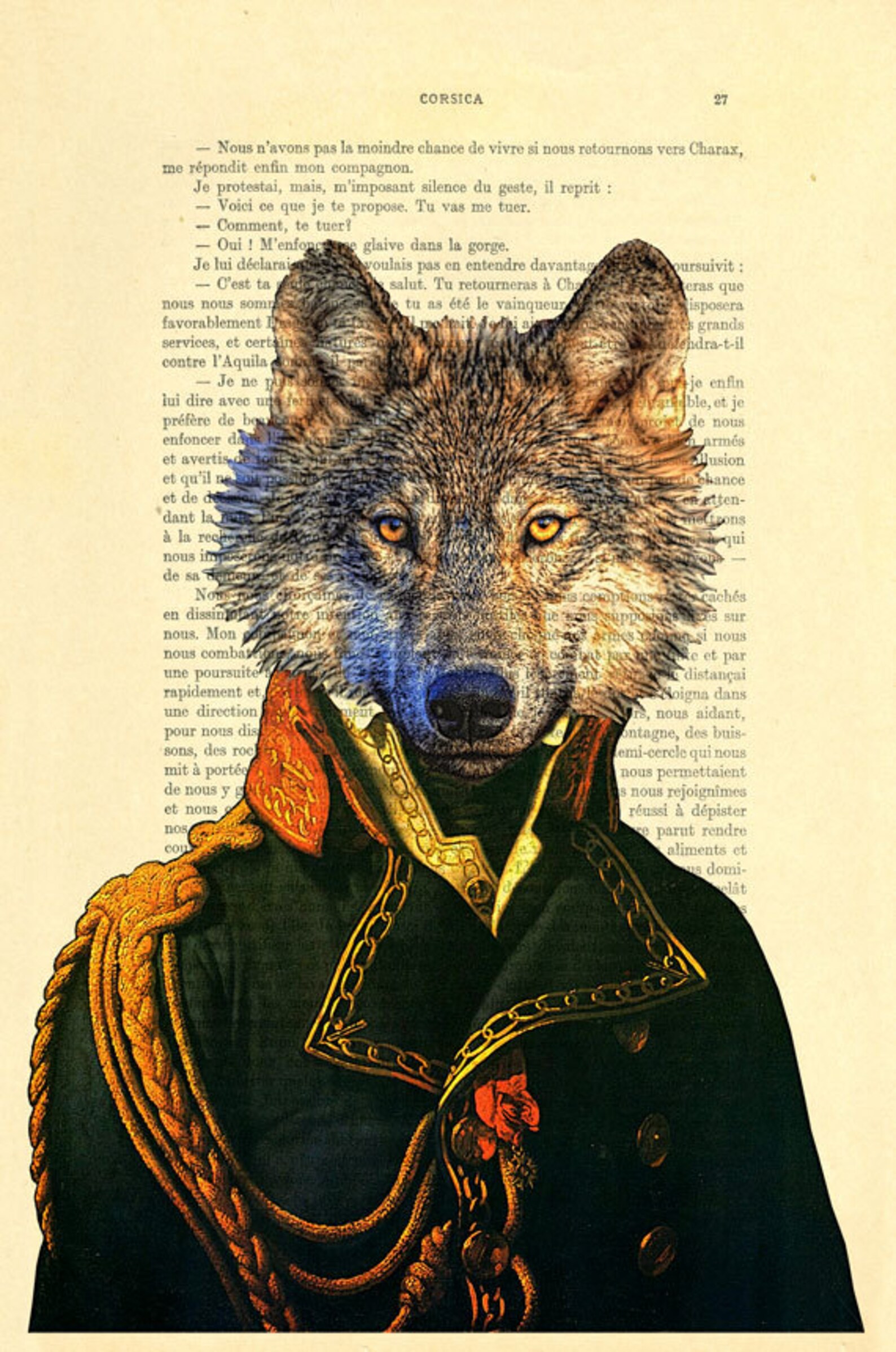 Wolf Print Lieutenant Wolf Wall Art Wolf Home Decor Animal - Etsy