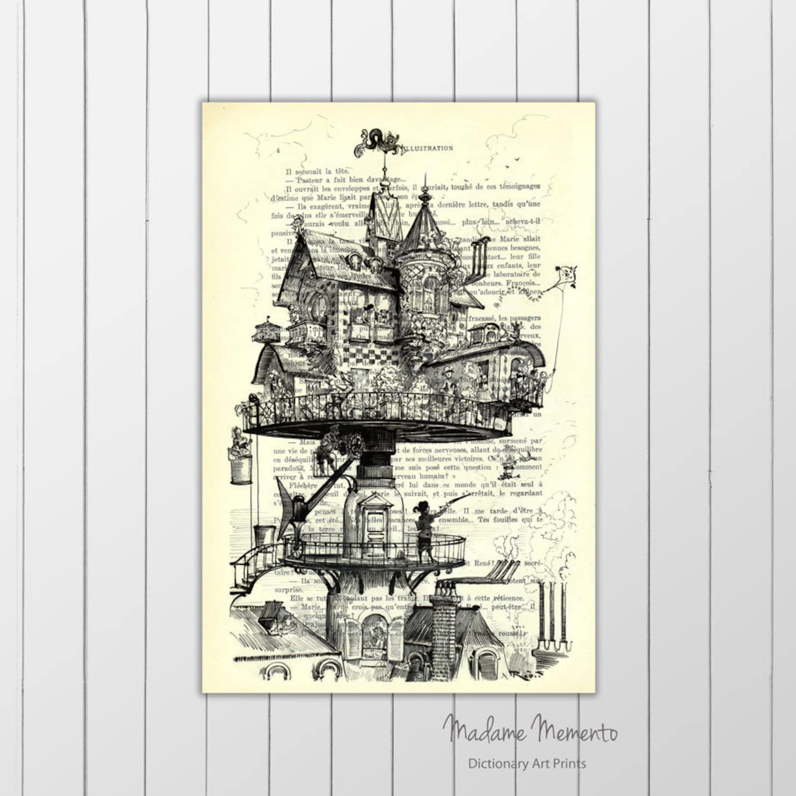 Aerial House Victorian House Print Steampunk House - Etsy
