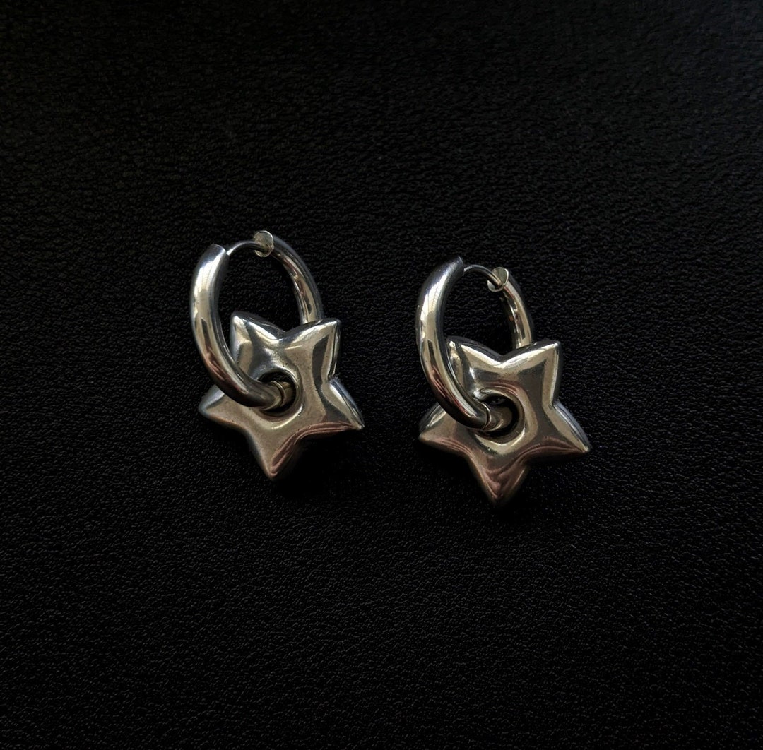 Chunky Star Hoops Stainless Steel Clicker Hoops Non Tarnish ...