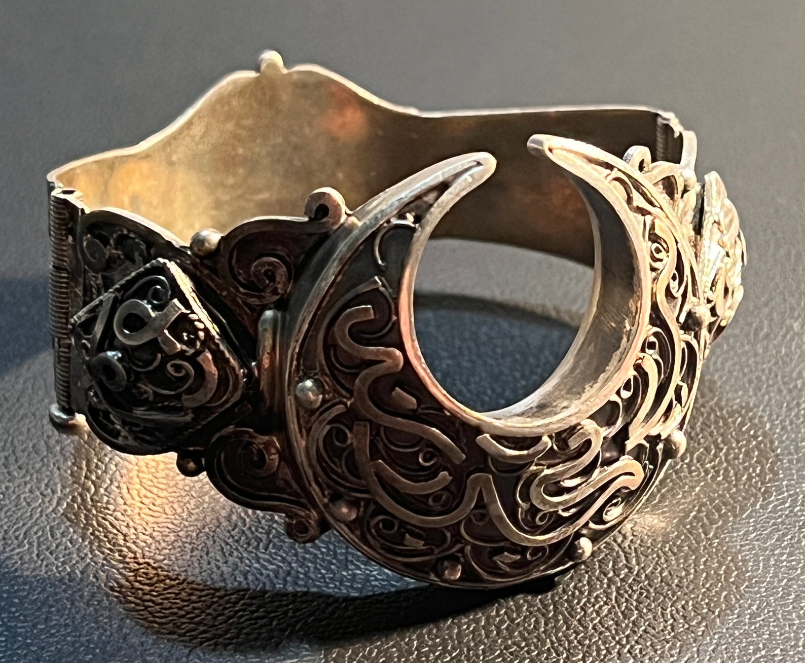 Rare ISLAMIC Arabic Middle Eastern Sterling Silver CRESCENT MOON ...