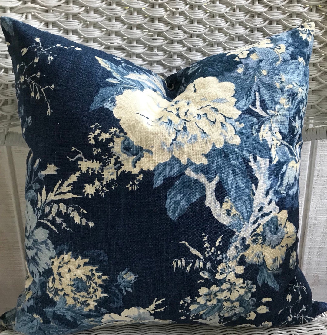 Linen Pillow Cover, Waverly Ballad Bouquet, Invisible Zipper Closure ...