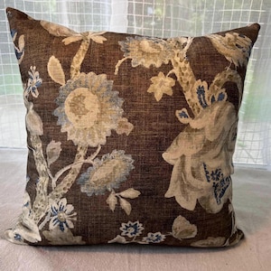 Waverly Adalet Pillow Cover in Semi Sweet Brown, Invisible Zipper - Etsy