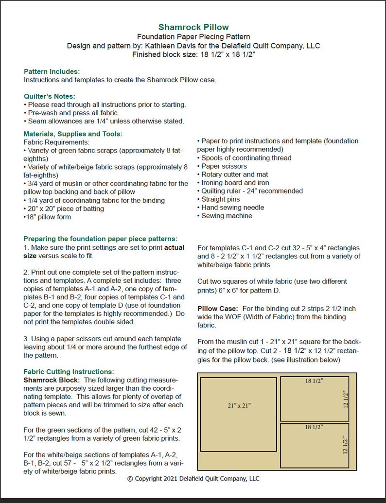 Shamrock Foundation Paper Piecing Quilt Pattern Digital - Etsy
