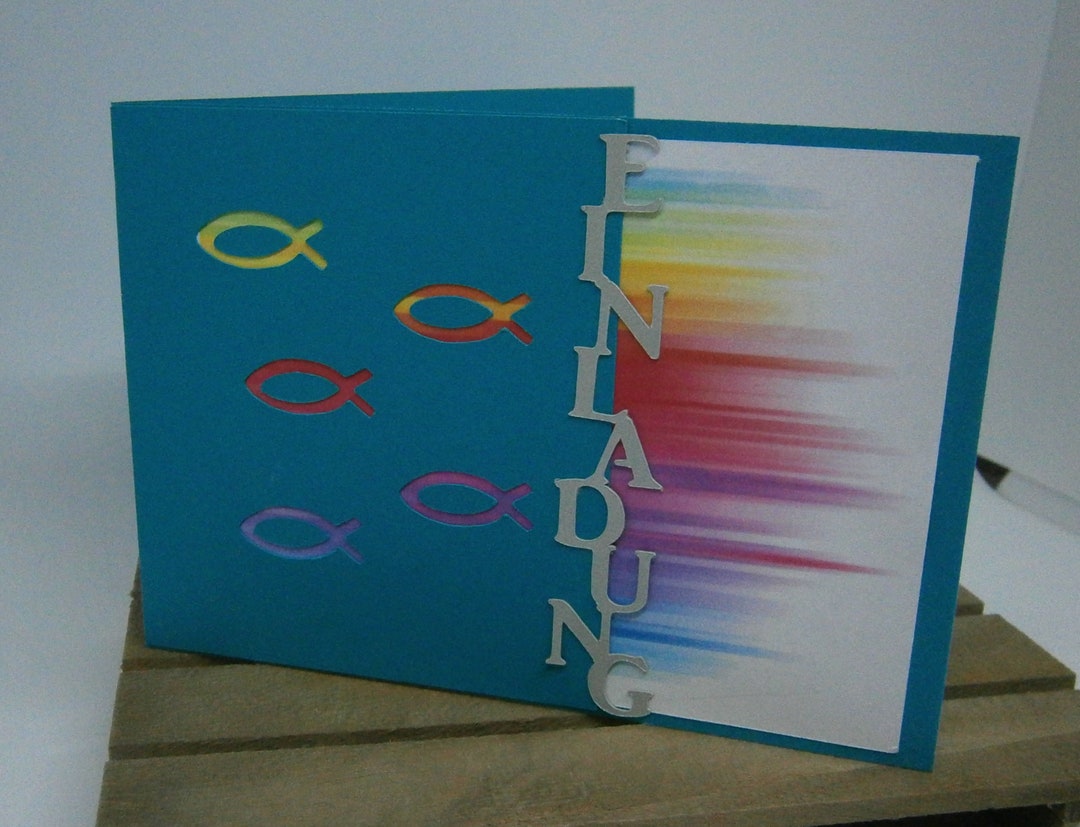 Invitation or Card Fish Rainbow for Communion Confirmation - Etsy