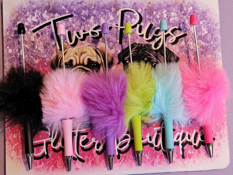 DIY Beadable Pen Sold Individually You Pick Style and Color Fuzzy Furry ...