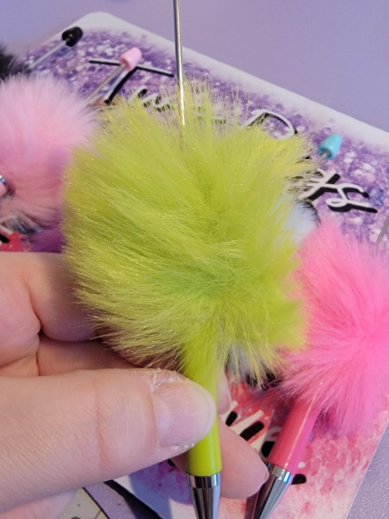 DIY Beadable Pen Sold Individually You Pick Style and Color Fuzzy Furry ...
