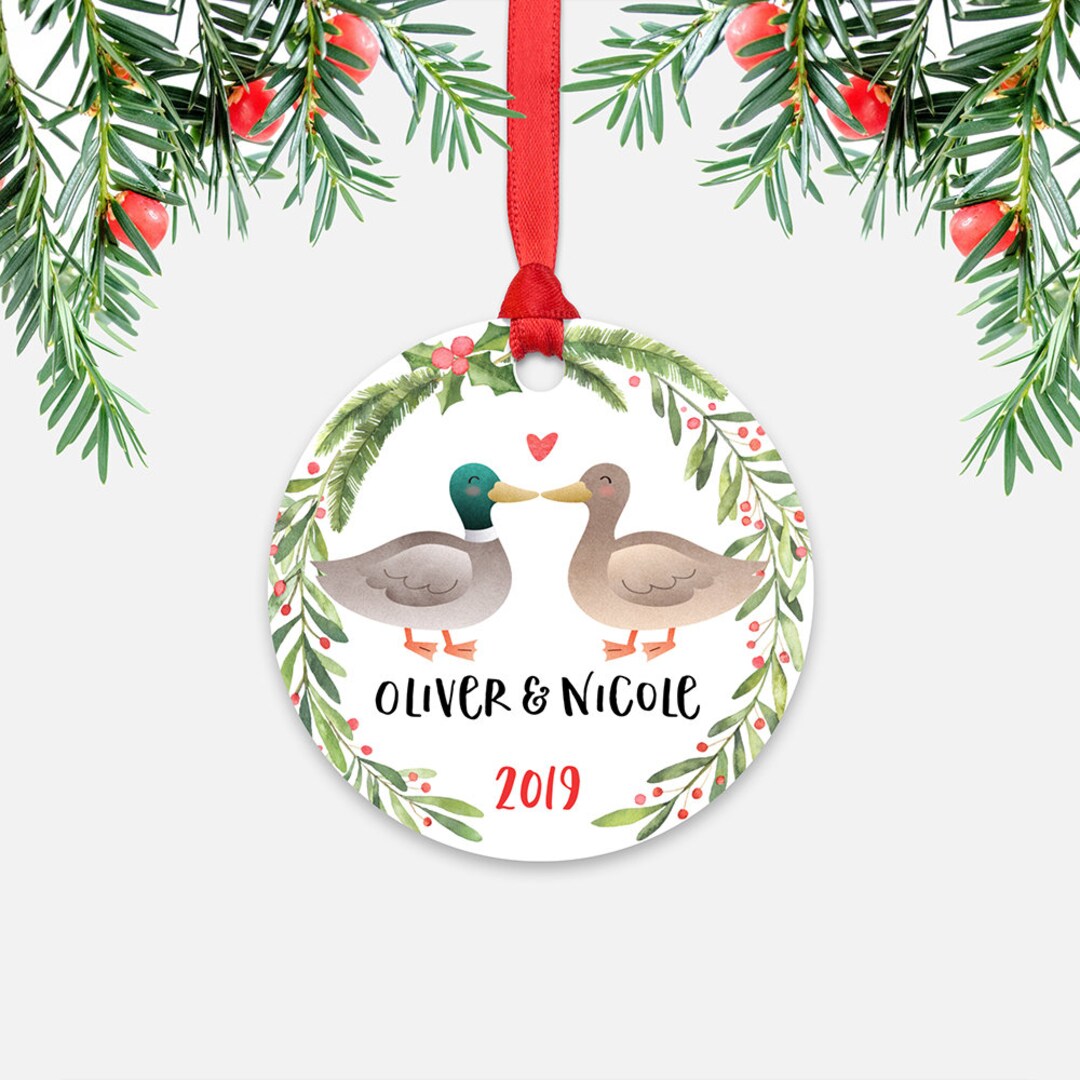 Mallard Duck Couple Personalized Christmas Ornament Custom Animal Love ...
