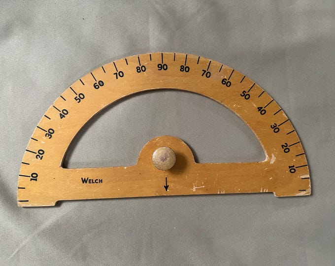 Vintage Welch Wood Protractor Half Circle Wooden Teaching Tool School ...