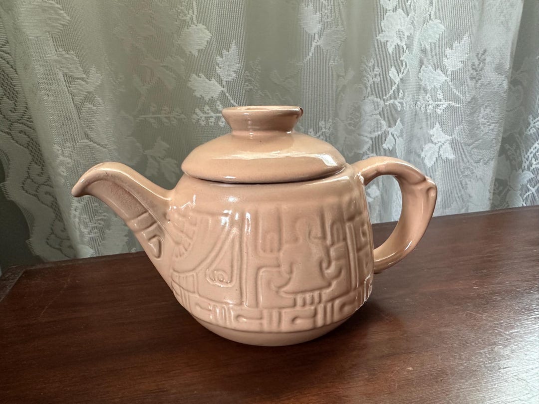 Vintage Frankoma Pink Teapot Mayan Aztec Clay With Lid Tableware Decor ...