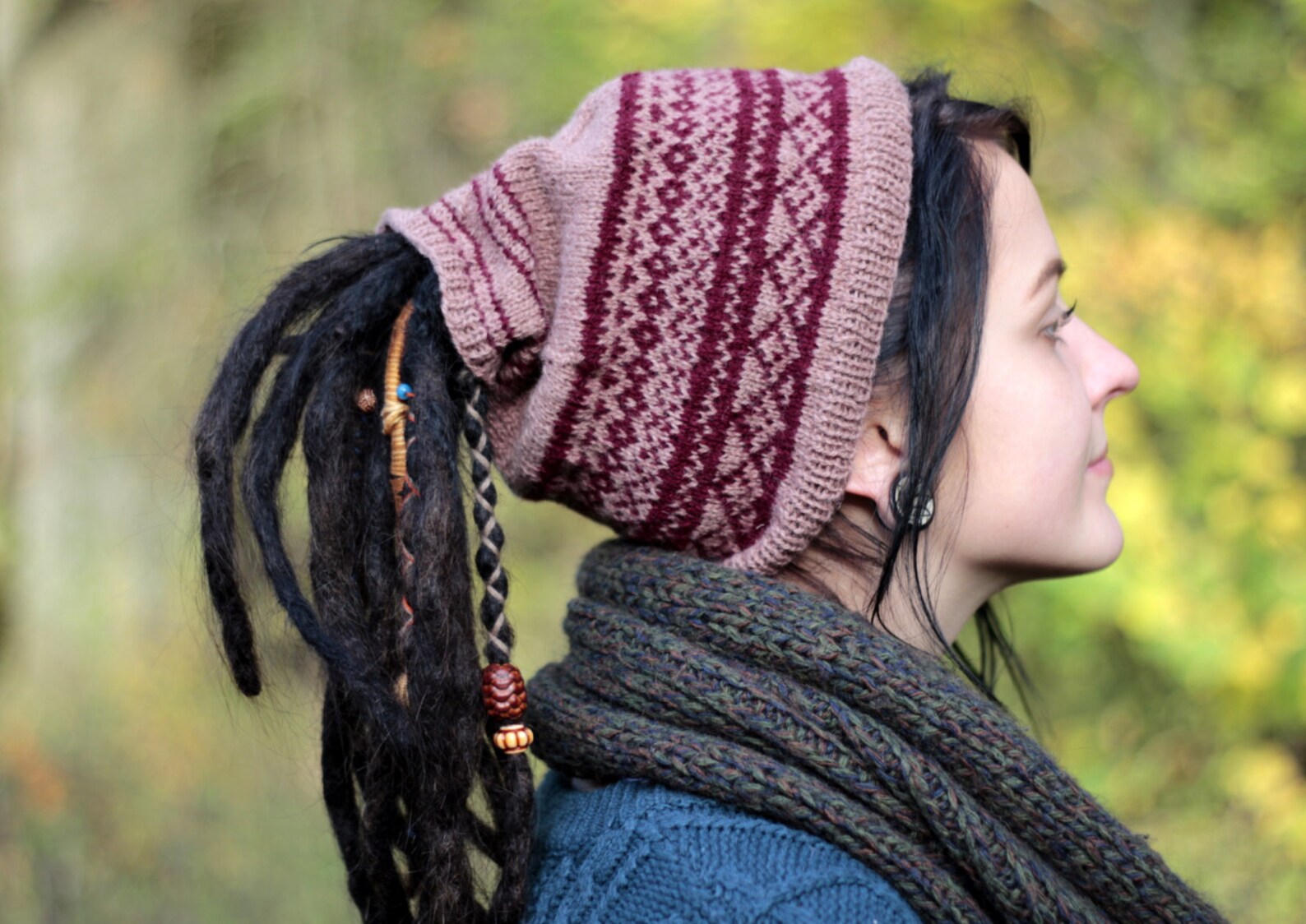 Knitted Dreadlock Hat for Woman - With Opened End (for High Gathered ...