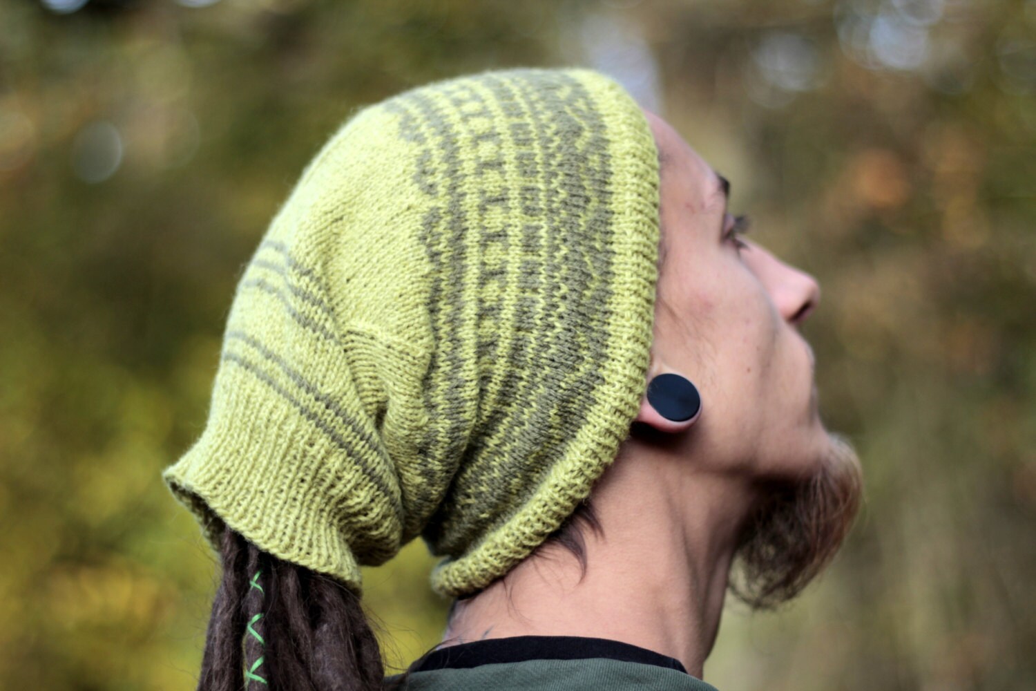 Dreadlock Hat for Man Knitted With Open End for Low Gathered Ponytail ...