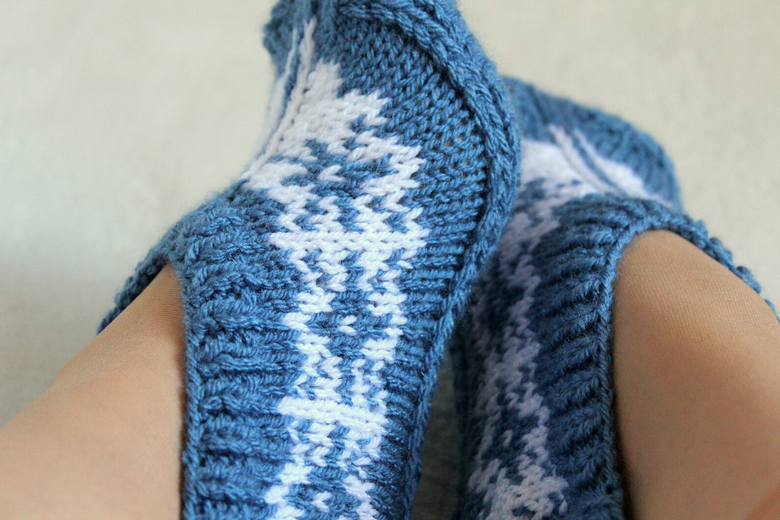 Knitted Slippers Winter Fair Isle -without Sewing - PDF Pattern ...