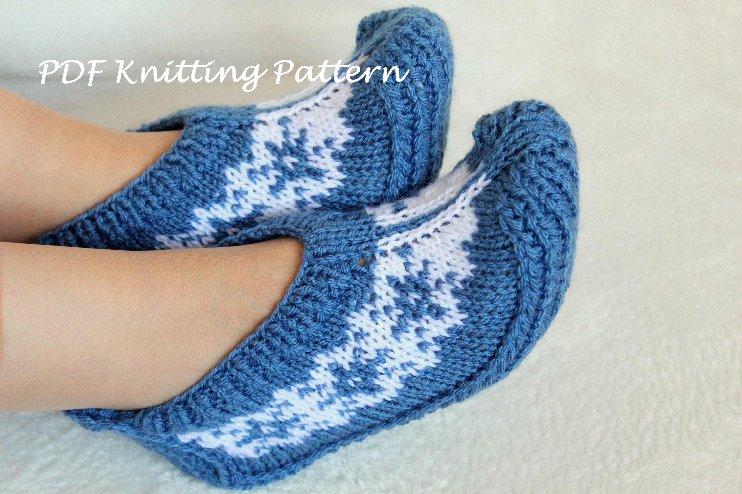 Knitted Slippers Winter Fair Isle -without Sewing - PDF Pattern ...