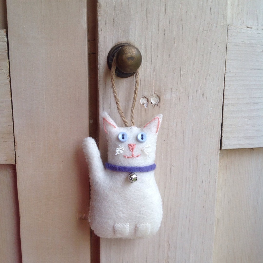 Hanging Felt Little White Cat - Etsy