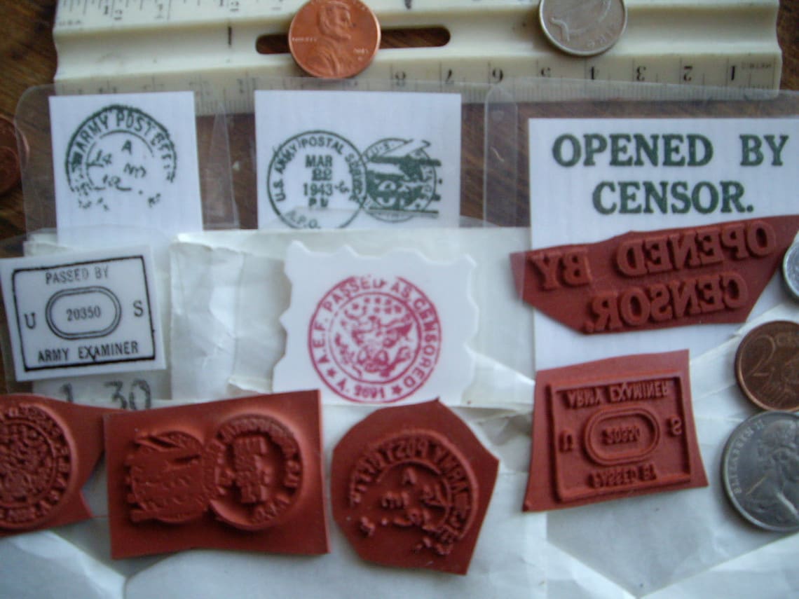 5 Military WWII Army Postal Cancellations Rubber Stamps Un-mounted ...
