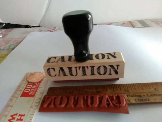 Vintage 1955 rubber stamp CAUTION used to mark | Etsy