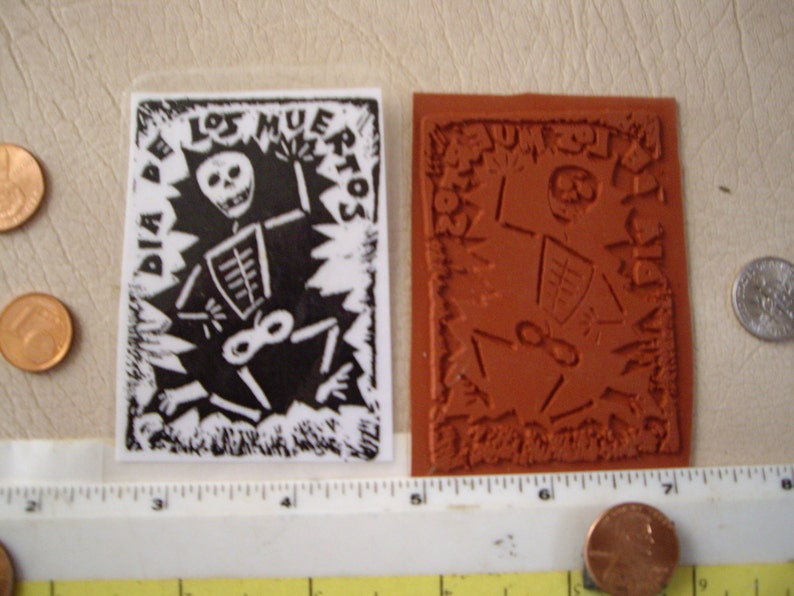 Dia De Los Muertos Day of the Dead Carving Style Rubber Stamp - Etsy
