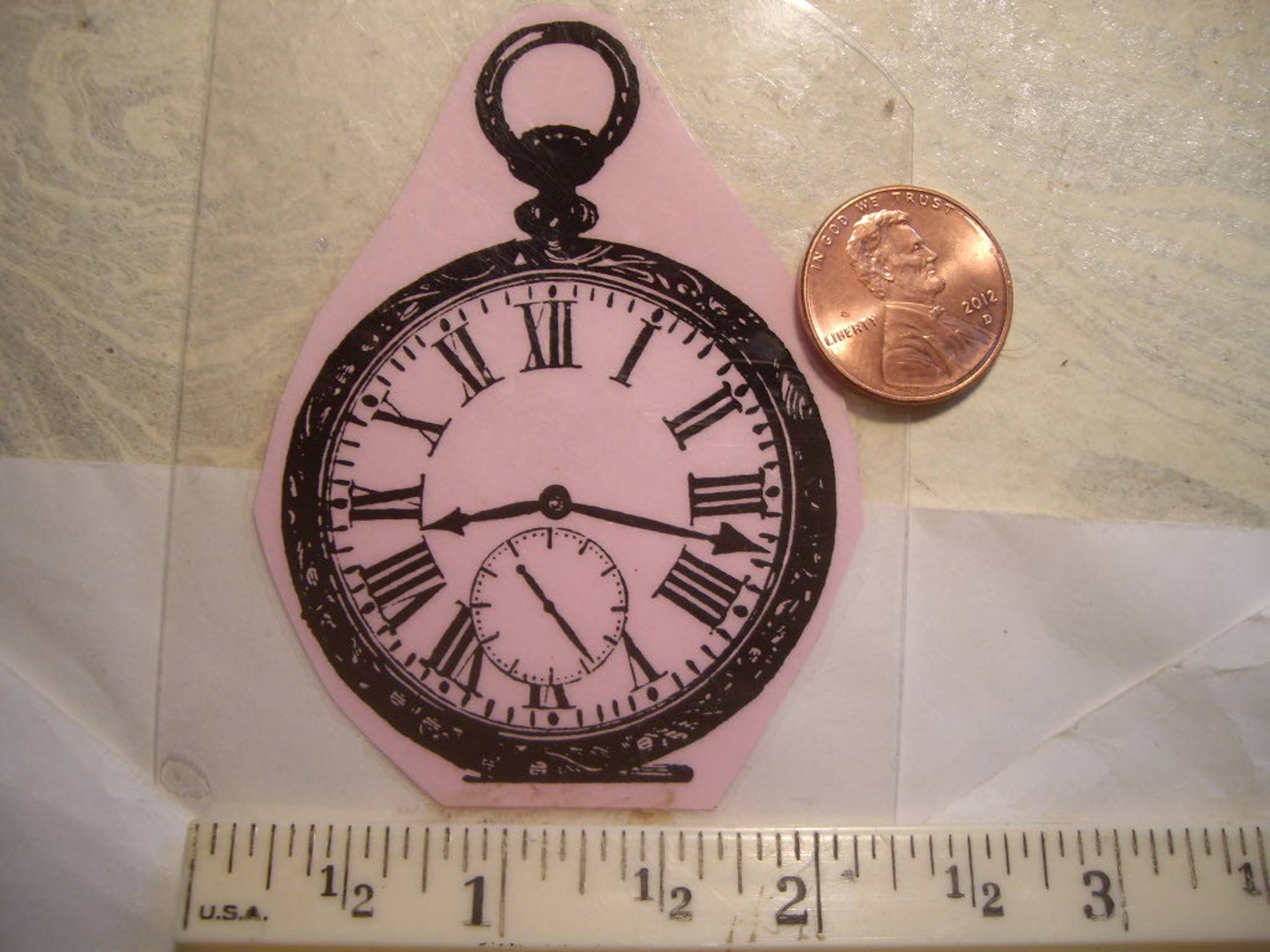 Large Pocket Watch ...clock Rubber Stamp Wood Mounted | Etsy