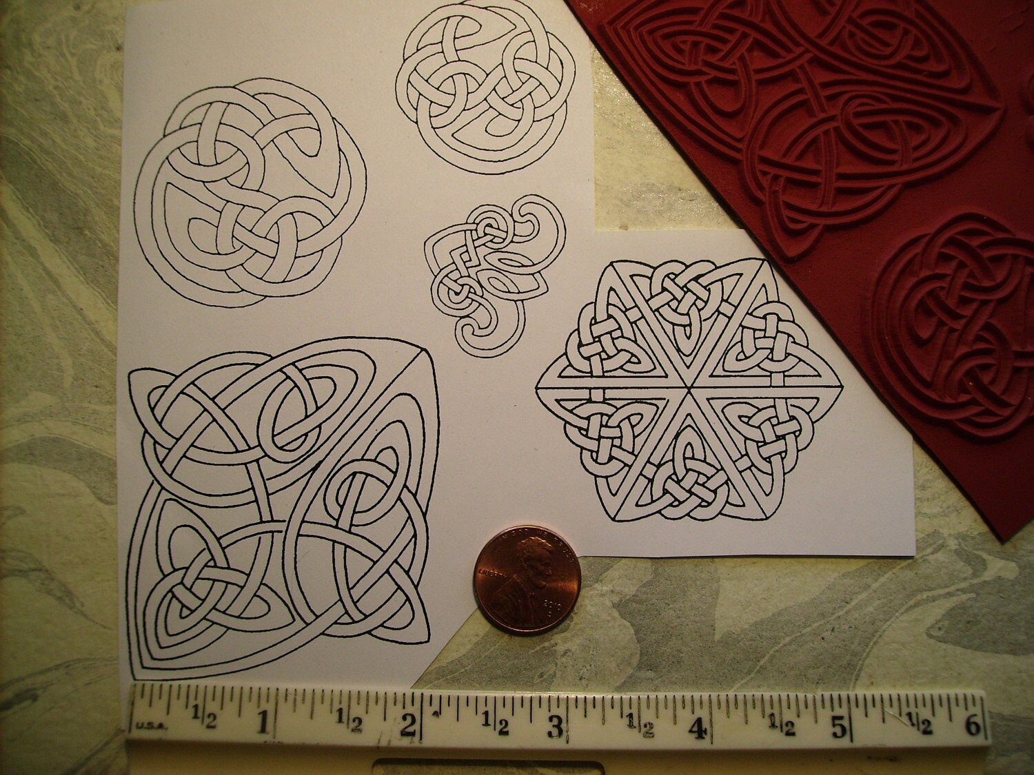 5 Celtic Knots Rope Rubber Stamp Un-mounted or Quickie Foam Mounted ...