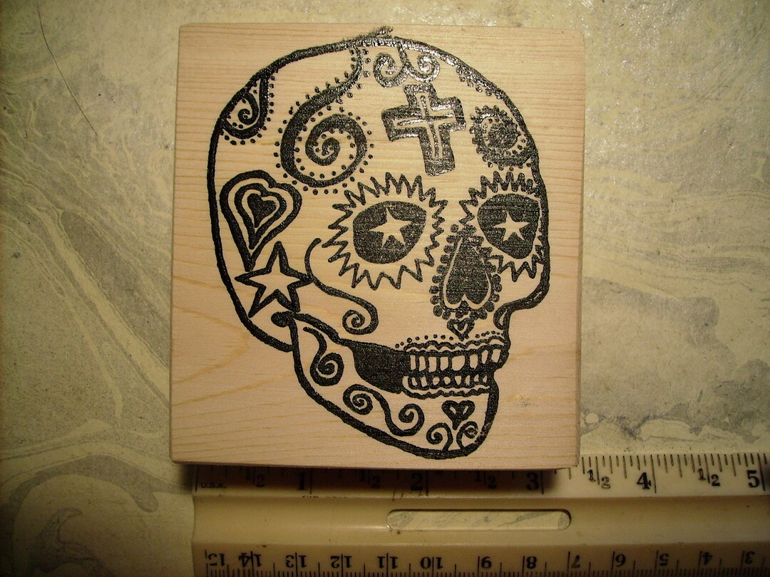 Dia De Los Muertos Day of the Dead Skull No.3 Rubber Stamps Wood ...