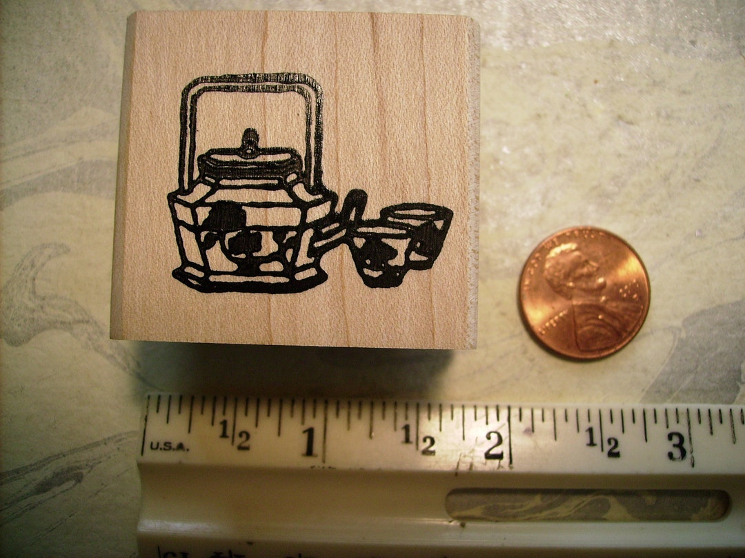 Asian Tea Pot and Tea Cups Rubber Stamp Wood Mounted Scrapbooking ...