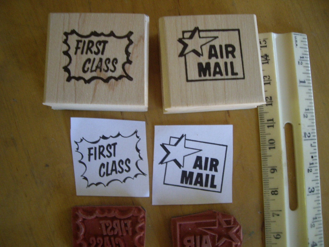 Two Rubber Stamps "air Mail" & "first Class" Made From Original Plates ...