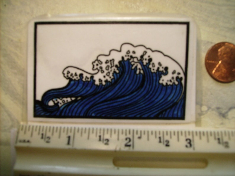 Ocean Wave Asian Woodcut Medium Rubber Stamp Un-mounted Scrapbooking ...