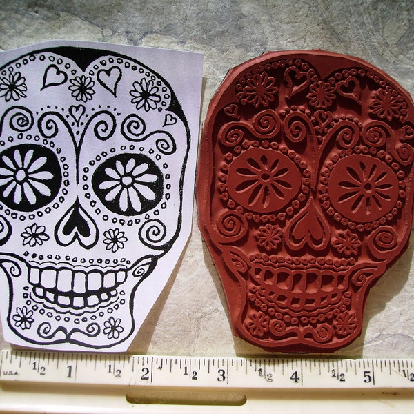 Skull Rubber Stamp - Etsy