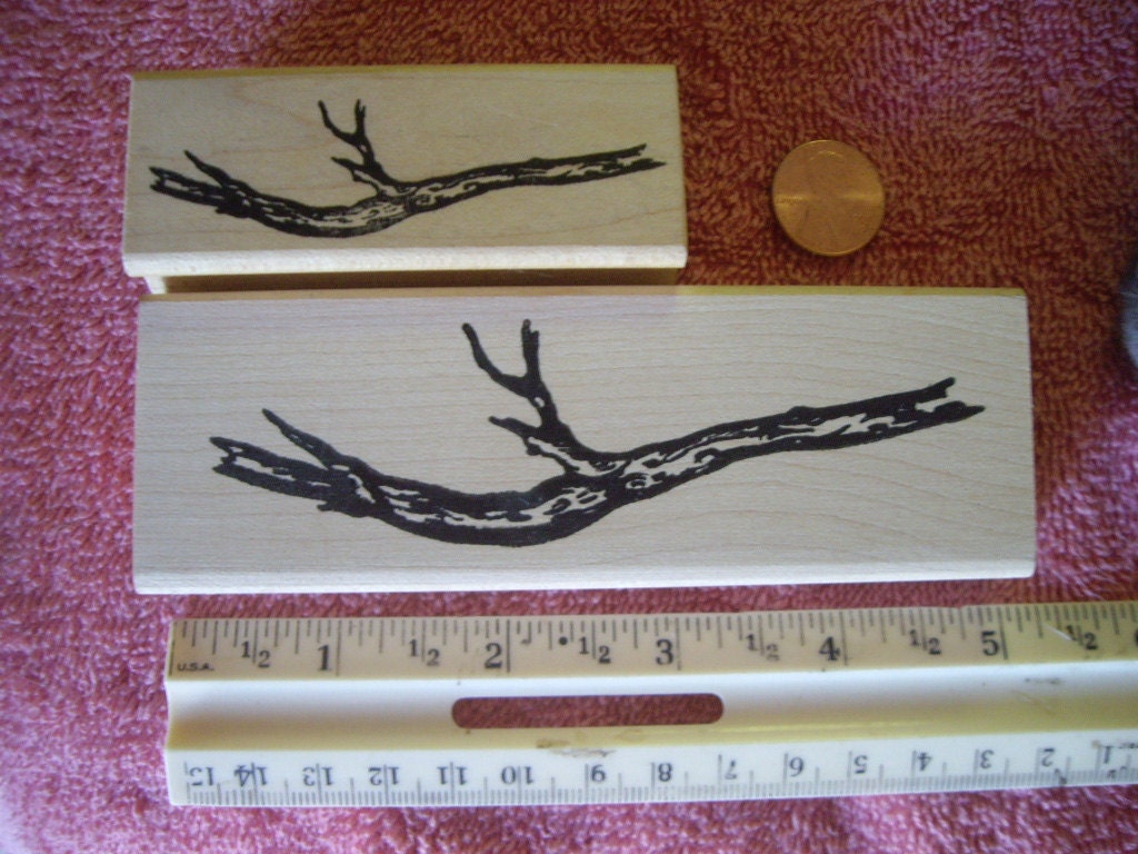 2 Wood Mounted Tree Branch Winter or Dead Twig Rubber Stamp - Etsy