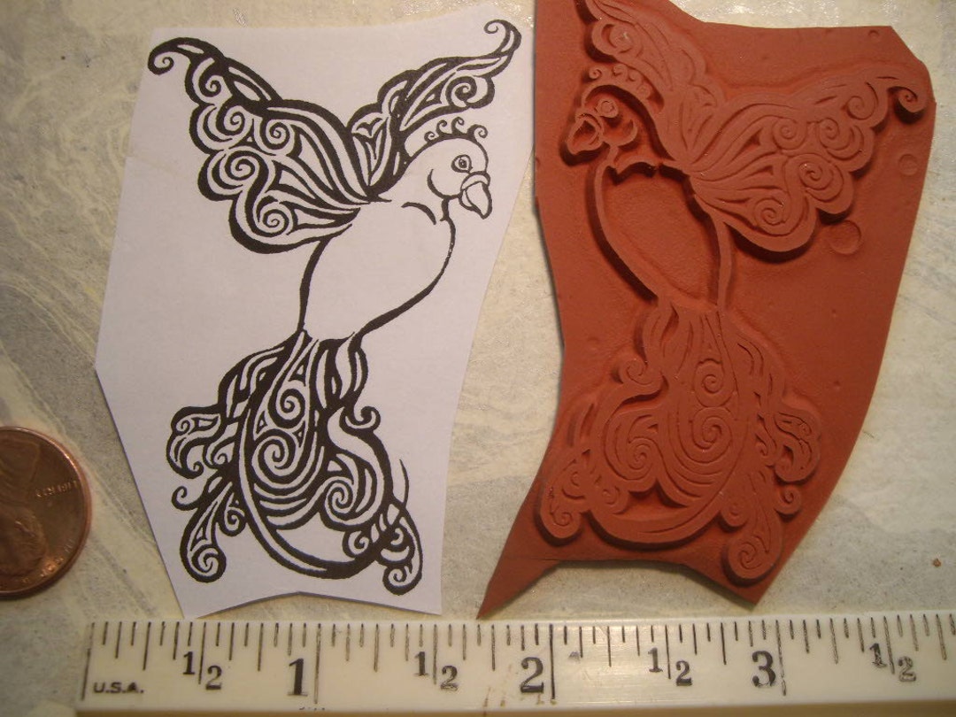 Cute Frilly Bird Parrot Rubber Stamp Tattoo Un-mounted Scrapbooking ...