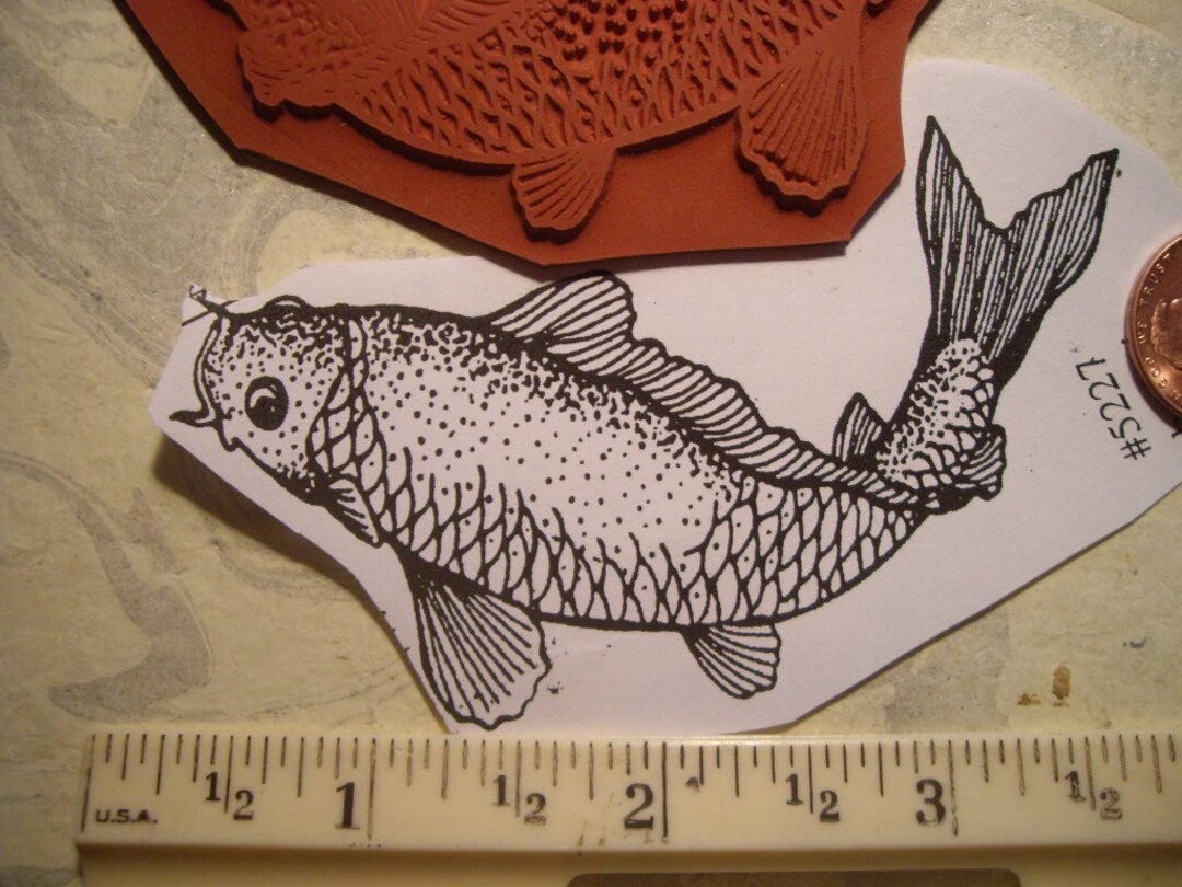 KOI Fish, Gold Fish Rubber Stamp Un-mounted Scrapbooking Rubber ...