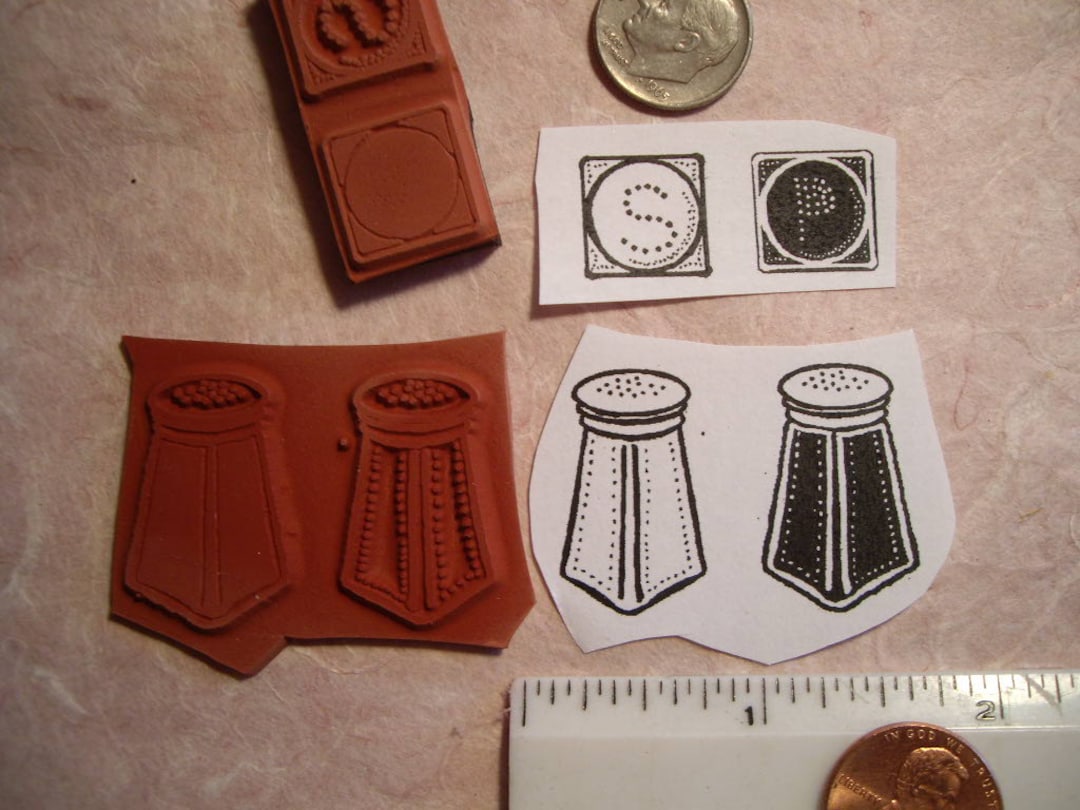2 Salt & Pepper Shakers Rubber Stamp Un-mounted Scrapbooking Rubber ...