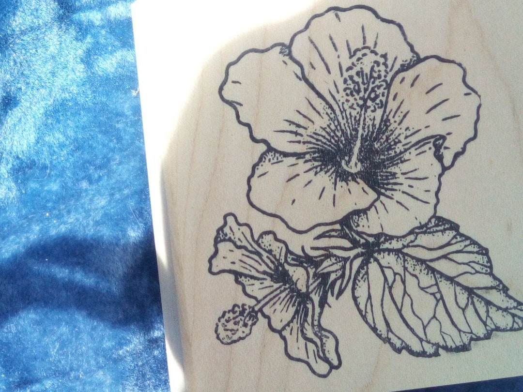 Flower Blossom Hibiscus WOOD MOUNTED Rubber Stamp - Etsy
