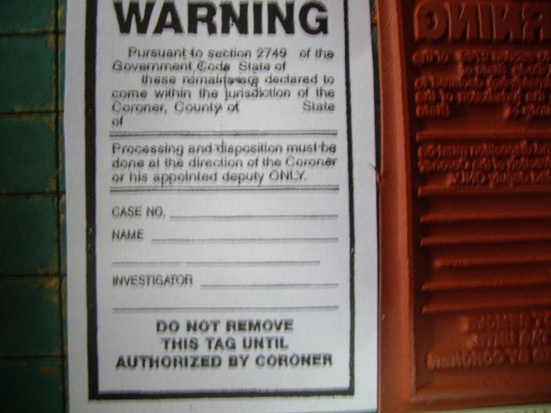 Coroner Toe Tag Medical Examiner Rubber Stamp Un-mounted - Etsy