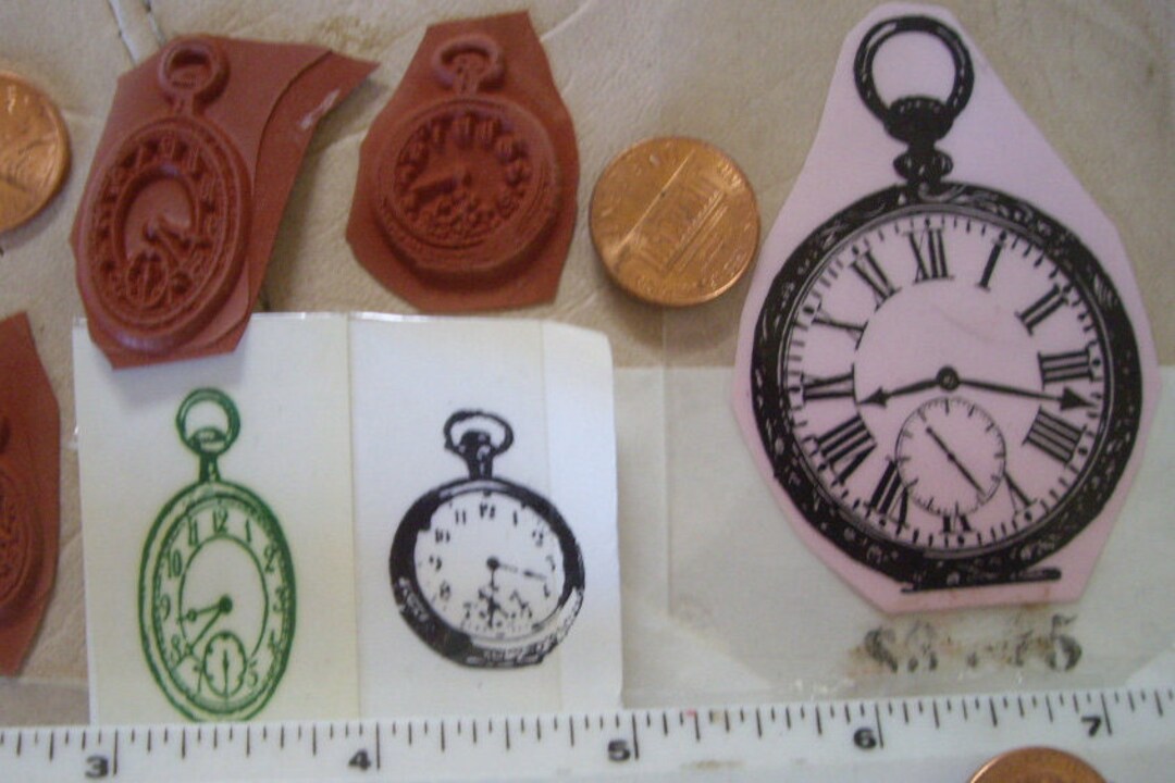 3 Pocket Watches ...clock Rubber Stamp Un-mounted Scrapbooking Rubber ...