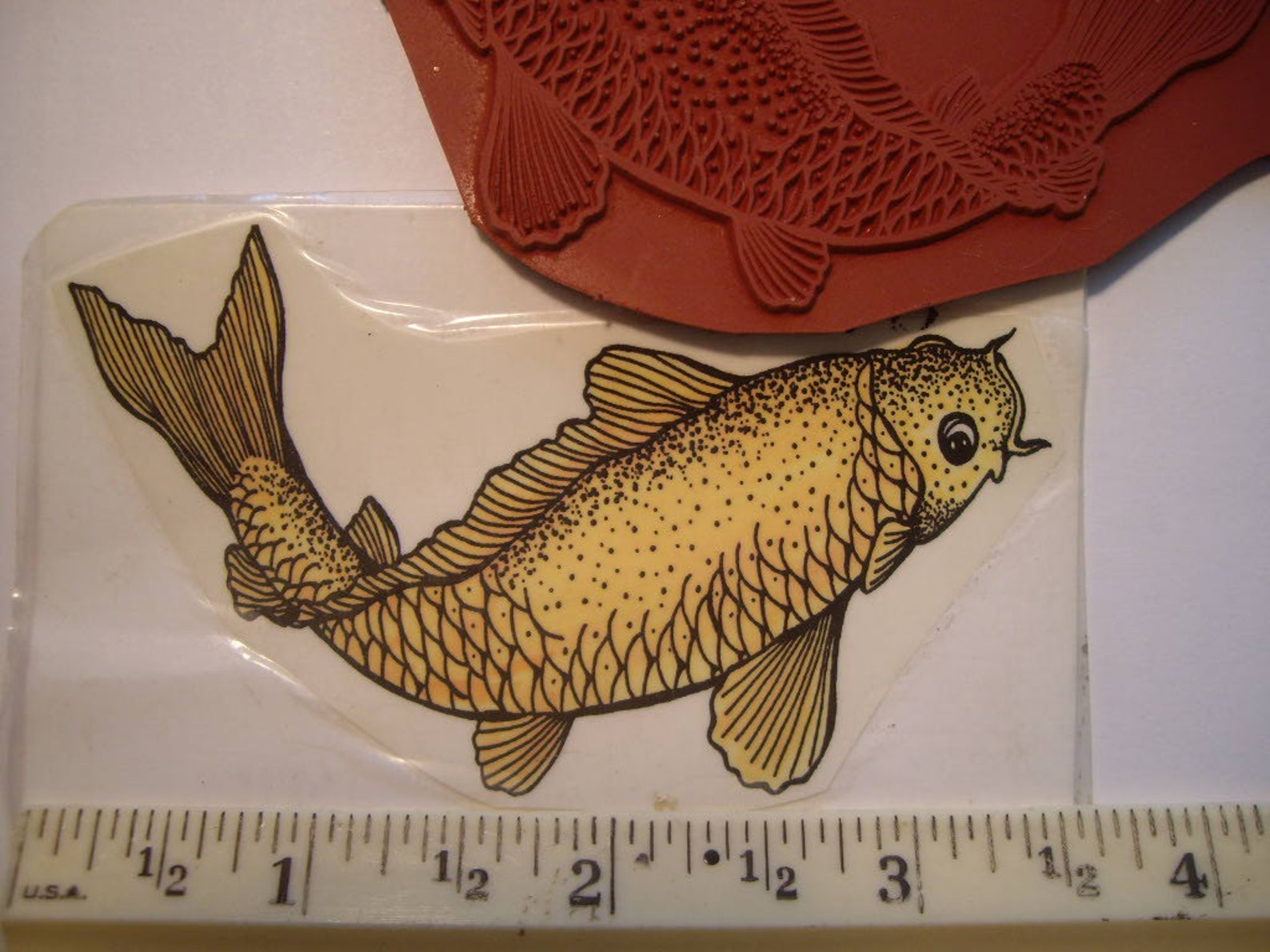 KOI Fish, Gold Fish Rubber Stamp Un-mounted Scrapbooking Rubber ...